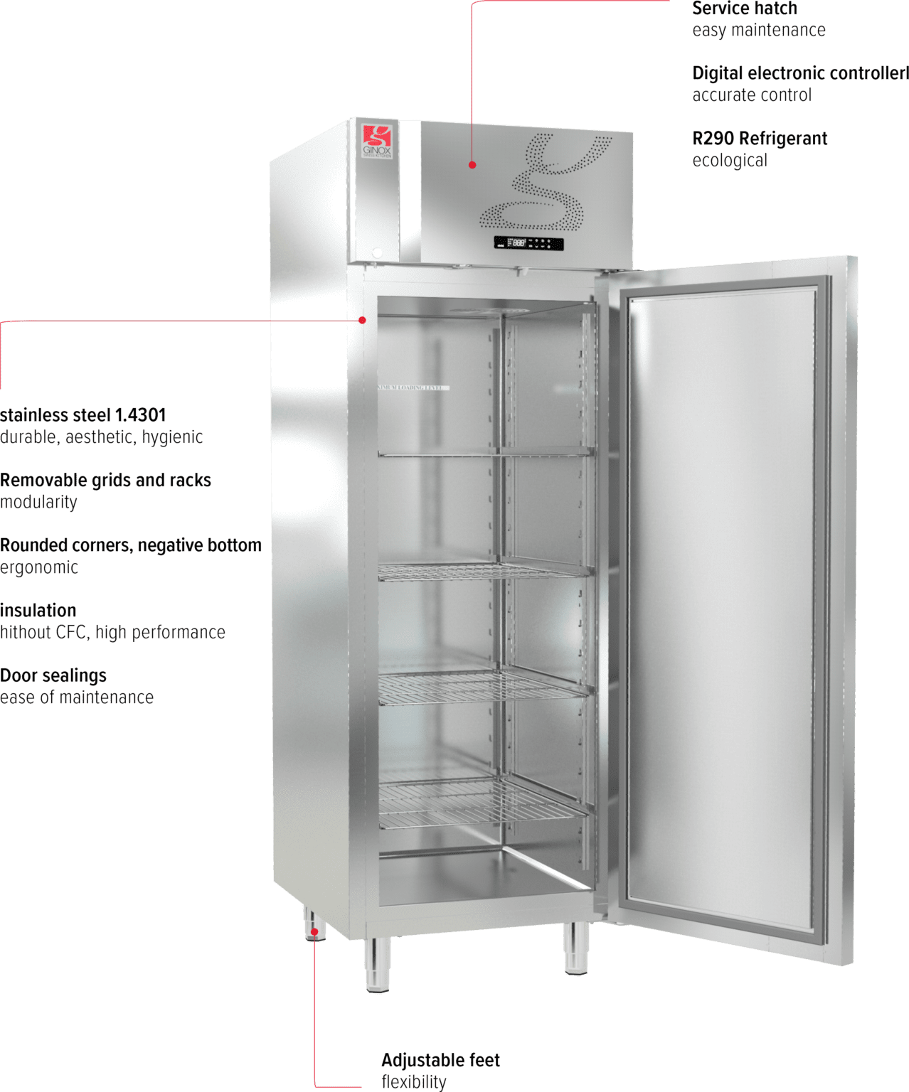 Refrigerated cabinets | Ginox Swiss Kitchen - Cuisine Professionnelle