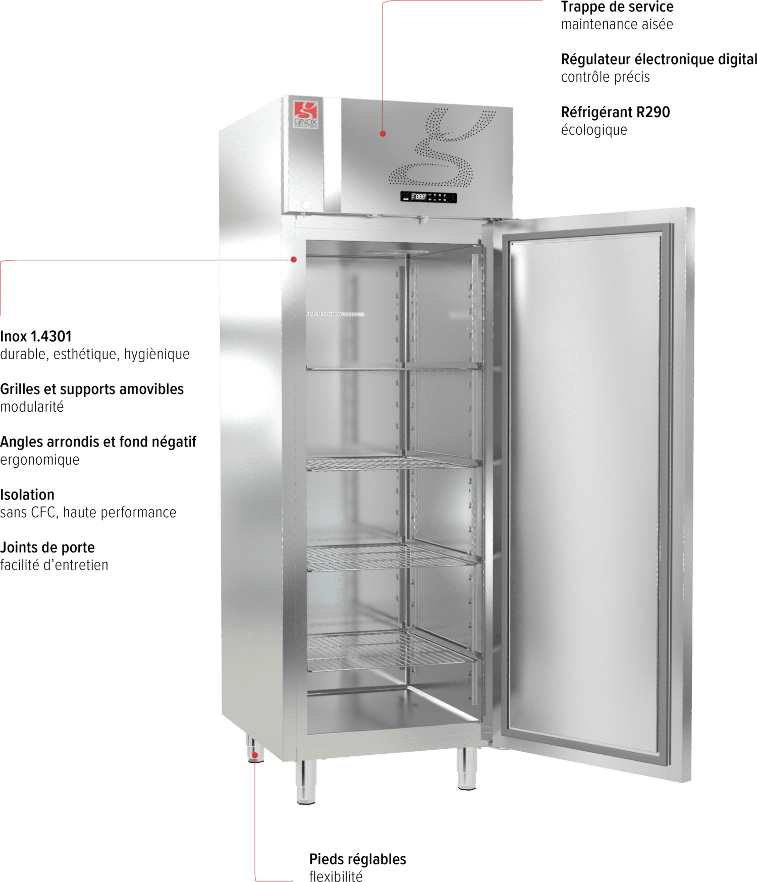 Armoires réfrigérées | Ginox Swiss Kitchen - Cuisine Professionnelle